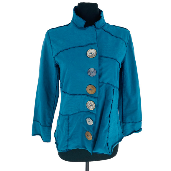 neon buddha | Jackets & Coats | Neon Buddha Teal Mismatched Oversized ...